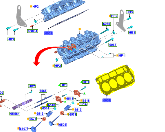 Brand New OEM Gasket Cylinder Head RH 7.3L 2V DEVCT PFI V8, Gasoline E ...